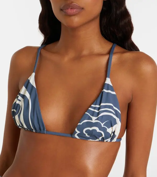 SIR. Lilou Printed Bikini Top - Blue