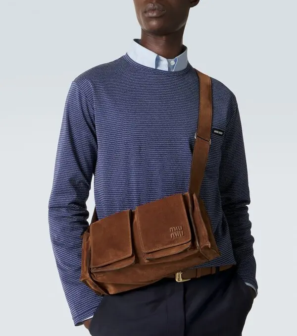 Miu Miu Utilitaire Suede Shoulder Bag
