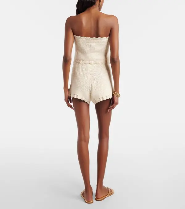 Posse Dylan Crochet Scalloped Shorts - White