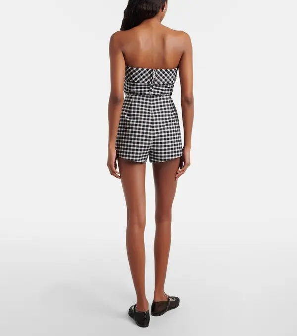Posse Chiara Gingham Cotton-blend Shorts - Black