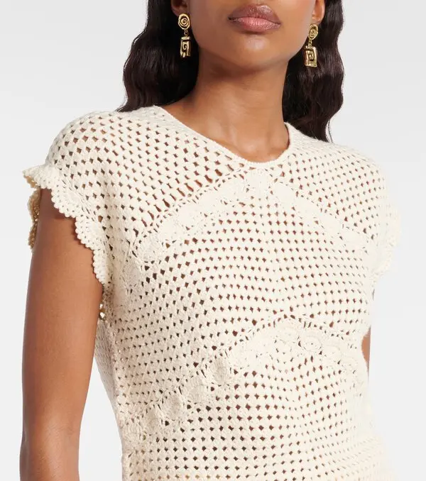 Posse Dylan Crochet Scalloped Top - White