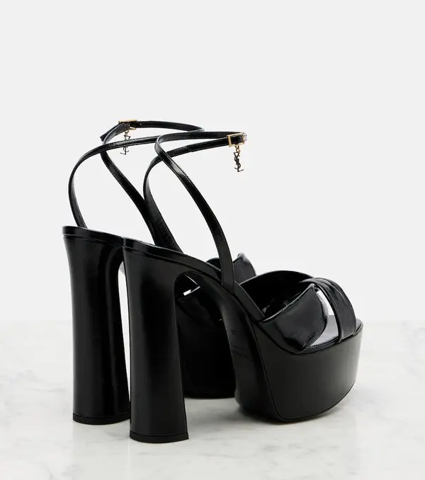 Saint Laurent Franciane Leather Platform Sandals