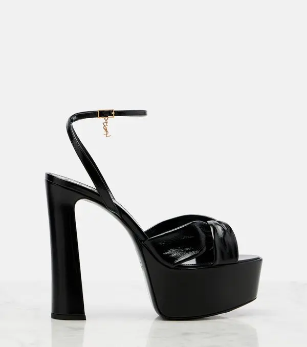 Saint Laurent Franciane Leather Platform Sandals