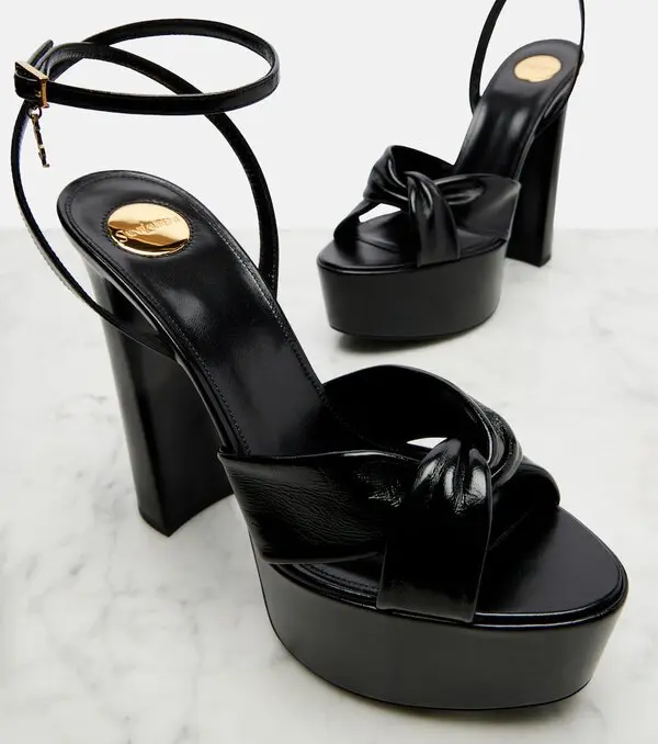 Saint Laurent Franciane Leather Platform Sandals