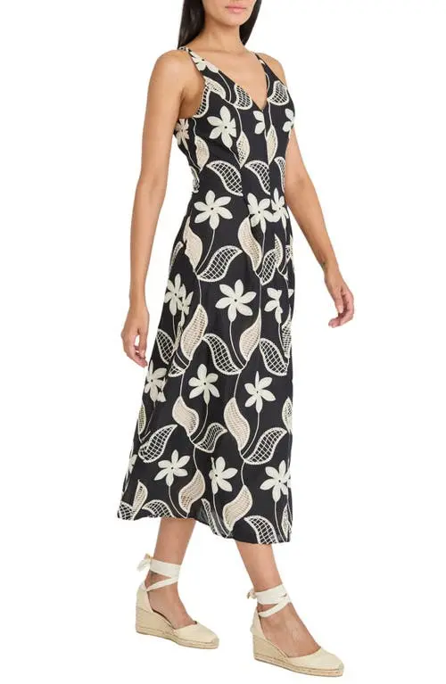 Maggy London Embroidered Cotton Midi Dress