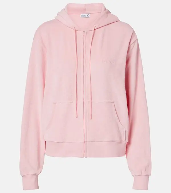 Hunza G Logo Cotton Terry Zip-up Hoodie - Pink