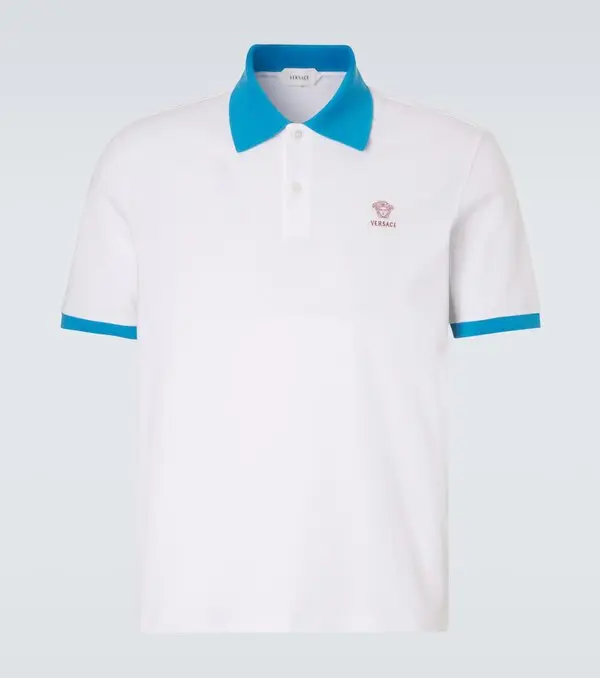 Versace Printed Cotton Piqué Polo Shirt