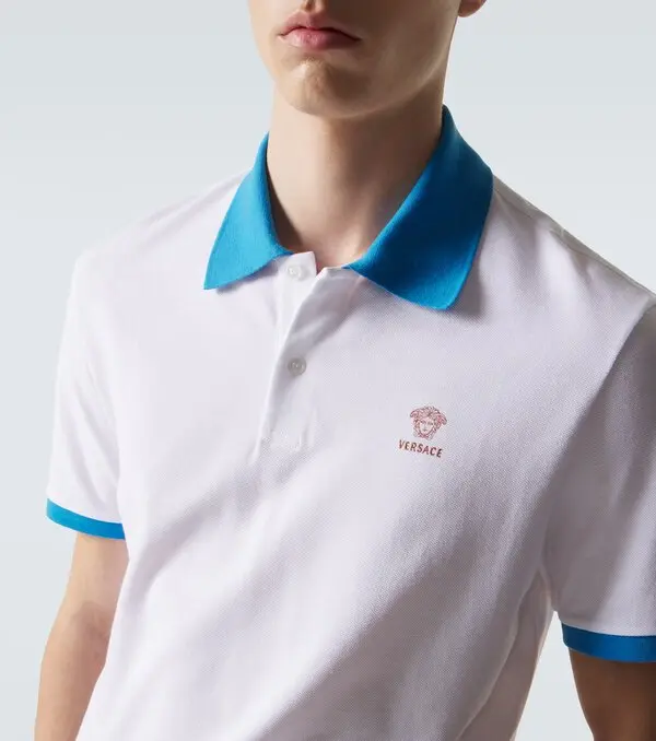 Versace Printed Cotton Piqué Polo Shirt