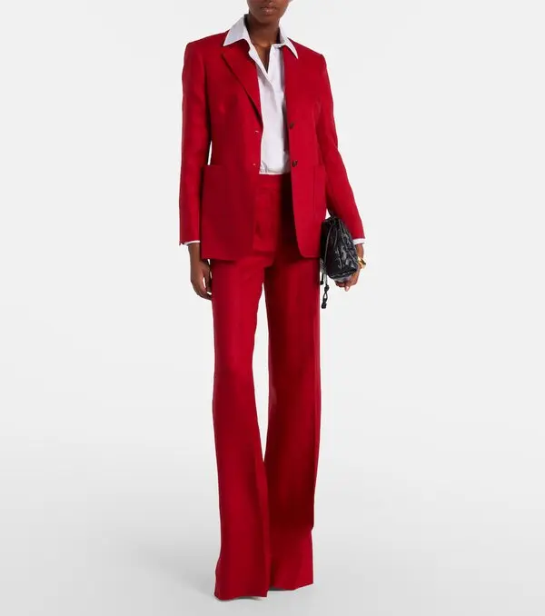 Max Mara Badesse Linen Wide-leg Pants - Red