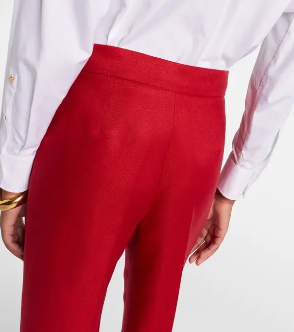 Max Mara Badesse Linen Wide-leg Pants - Red