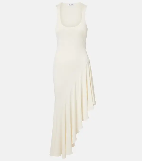 Alaïa Asymmetrical Midi Dress - White