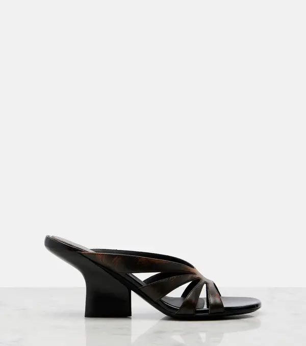Dries Van Noten Distressed Leather Mules - Brown