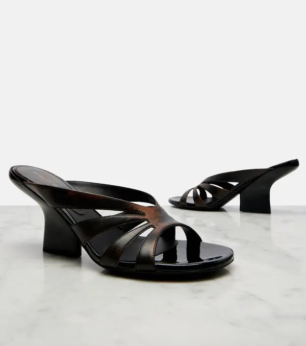 Dries Van Noten Distressed Leather Mules - Brown