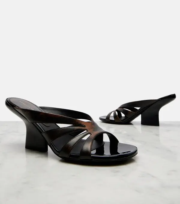 Dries Van Noten Distressed Leather Mules - Brown