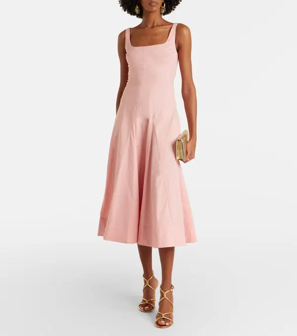 Staud Willow Cotton Midi Dress - Pink