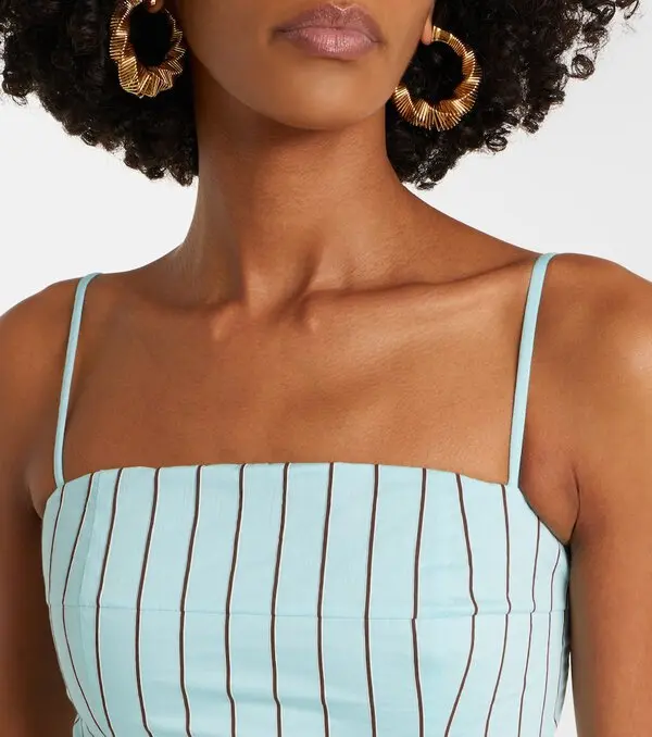 Staud Federico Striped Cotton-blend Crop Top - Blue