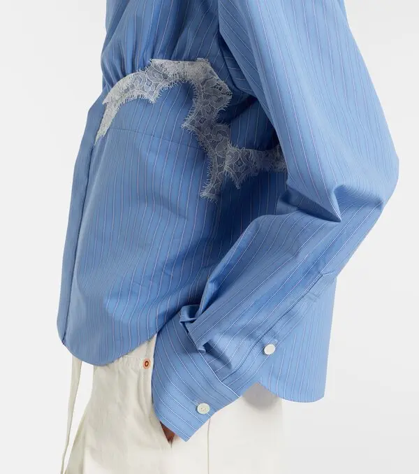Sacai Lace-trimmed Striped Shirt