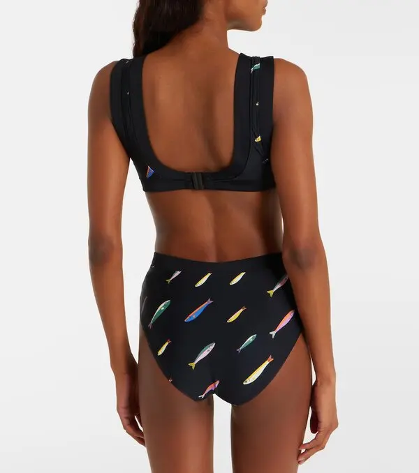 Staud Dolce Cutout Printed Swimsuit - Black