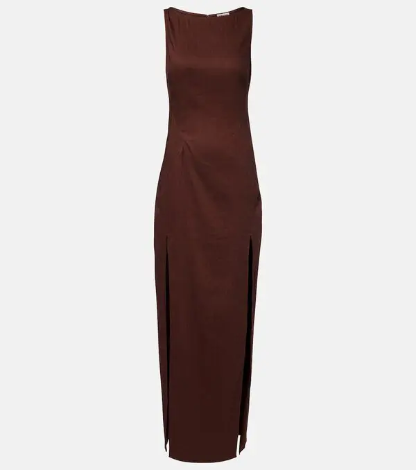 Staud Costa Linen-blend Maxi Dress - Brown