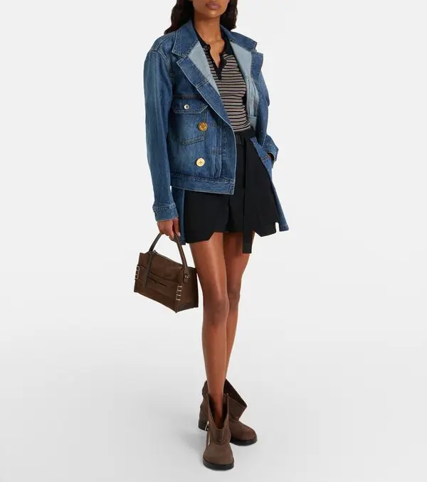 Sacai Paneled Denim Shorts - Blue