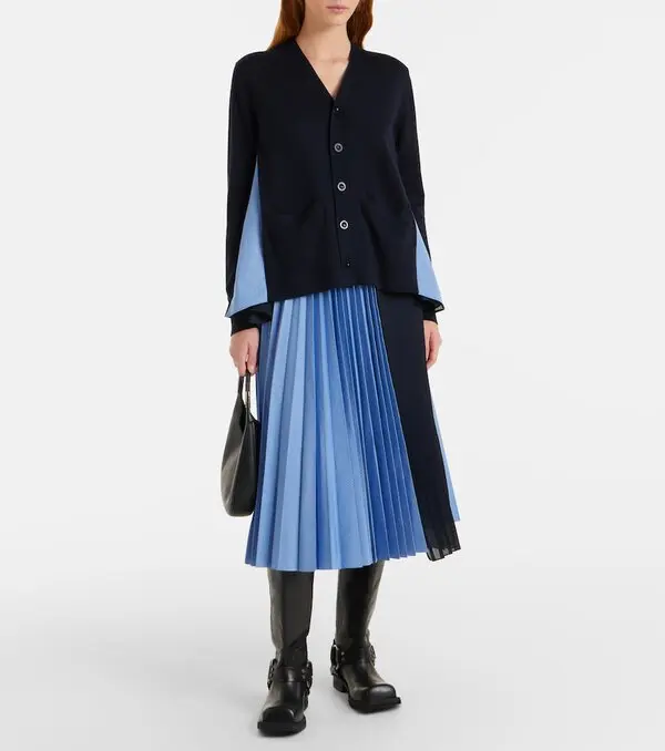 Sacai Striped Cotton Poplin Cardigan