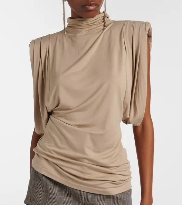 MUGLER Draped Jersey Top