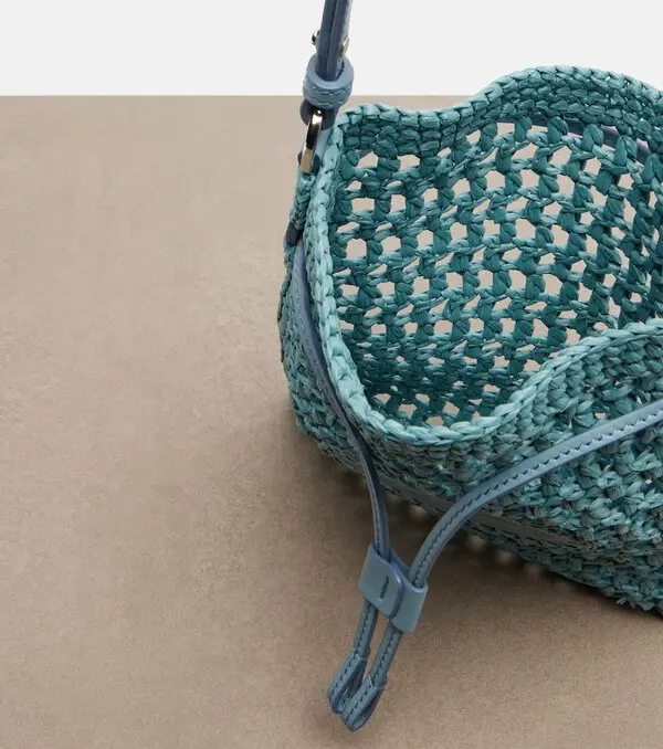TOD'S Mini Raffia-effect Bucket Bag - Blue