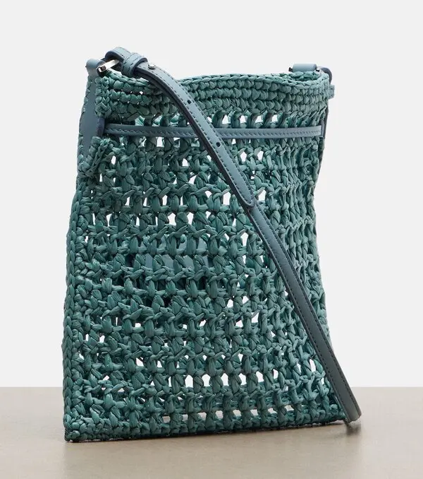 TOD'S Mini Raffia-effect Bucket Bag - Blue