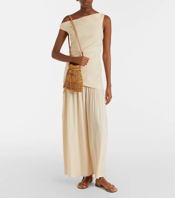TOD'S Mini Raffia-effect Bucket Bag - Brown