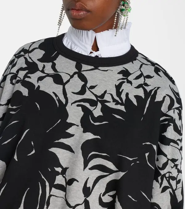 Dries Van Noten Floral Cotton Jersey Sweatshirt - Black