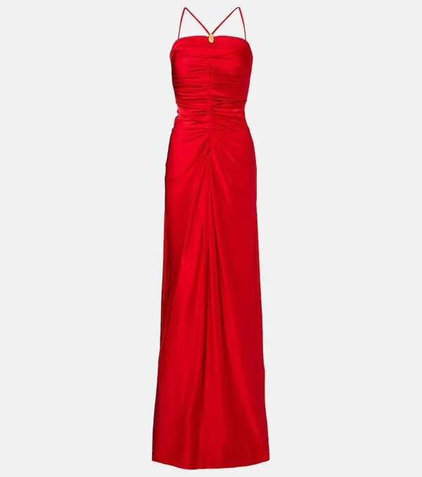 Max Mara Oggetti Ruched Halterneck Gown - Red