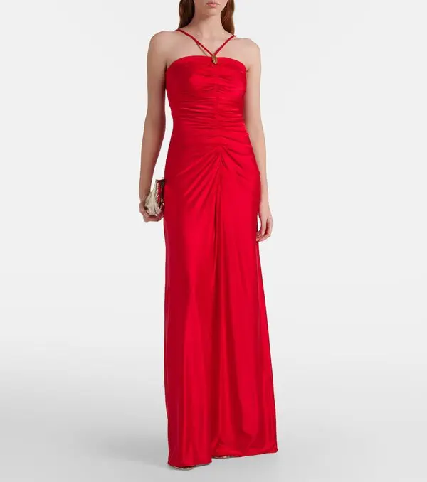 Max Mara Oggetti Ruched Halterneck Gown