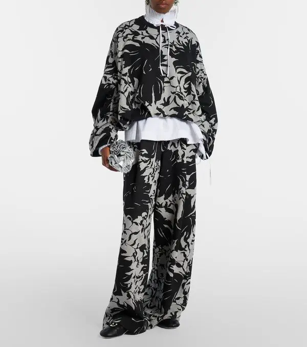 Dries Van Noten Floral Cotton Jersey Sweatpants