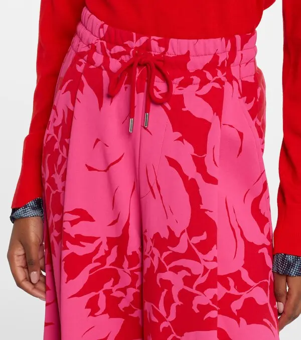 Dries Van Noten Floral Pleated Cotton Jersey Sweatpants - Red