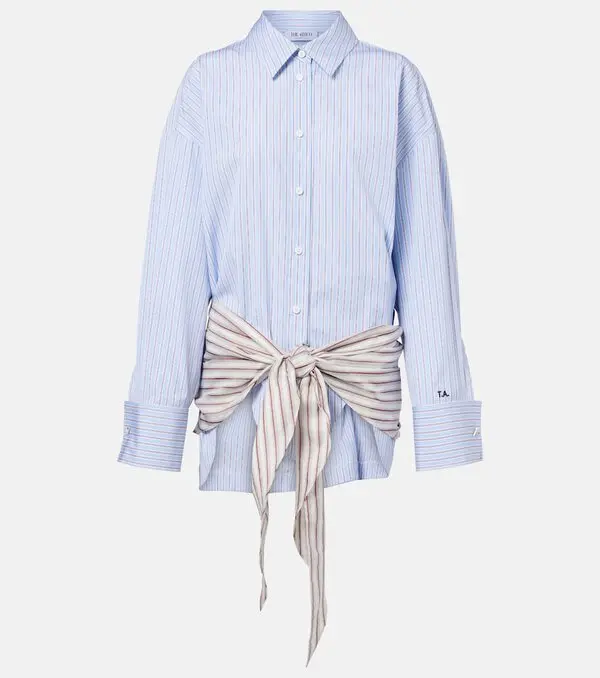 Attico Striped Cotton Shirt Dress - Blue