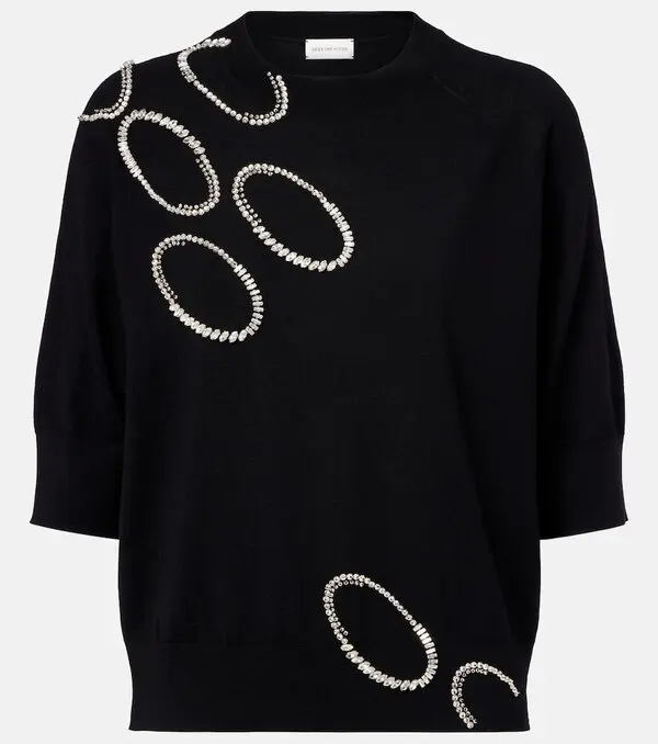 Dries Van Noten Embellished Wool Sweater - Black
