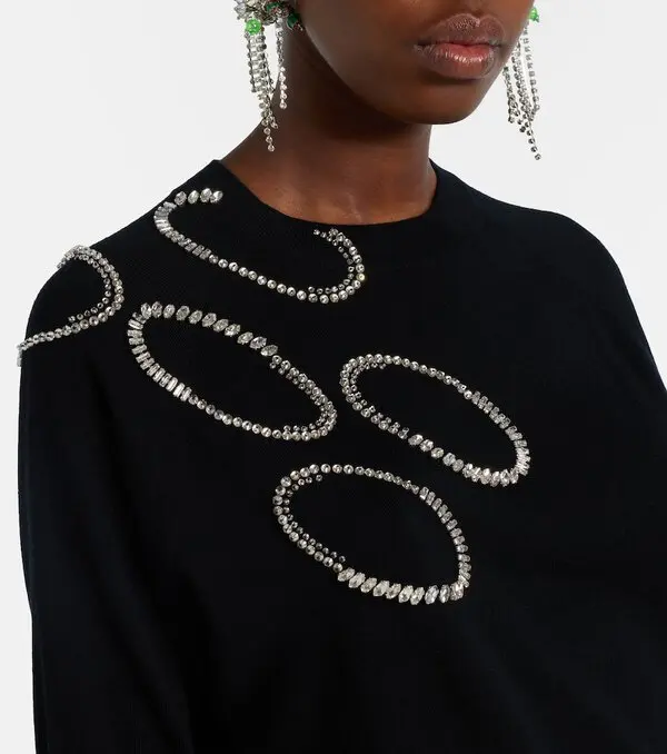Dries Van Noten Embellished Merino Wool Sweater - Black