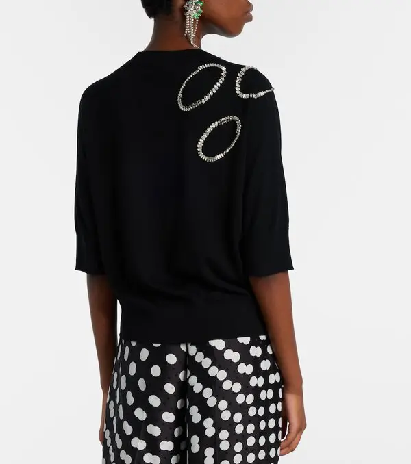 Dries Van Noten Embellished Merino Wool Sweater - Black