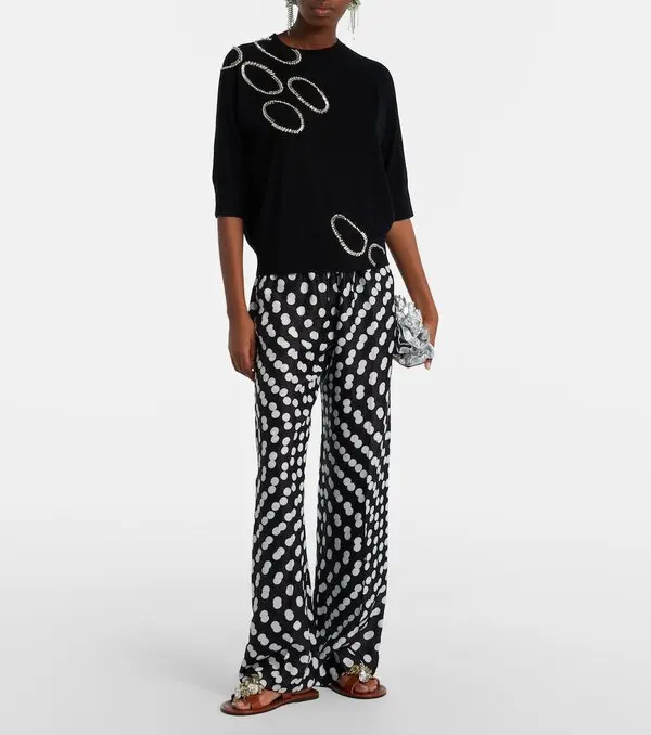 Dries Van Noten Embellished Merino Wool Sweater - Black