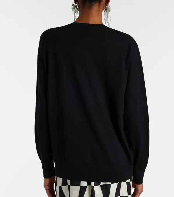 Dries Van Noten Embellished Merino Wool Sweater - Black