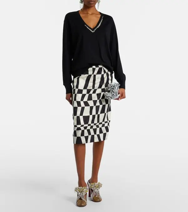 Dries Van Noten Embellished Merino Wool Sweater - Black