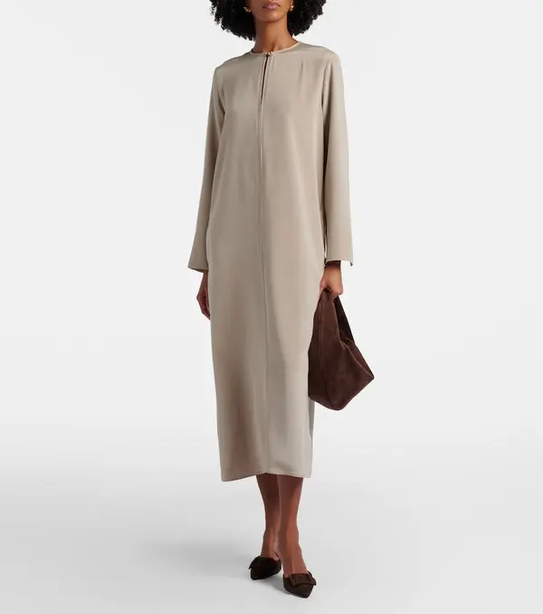 Max Mara Unghia Silk-blend Midi Dress - Grey