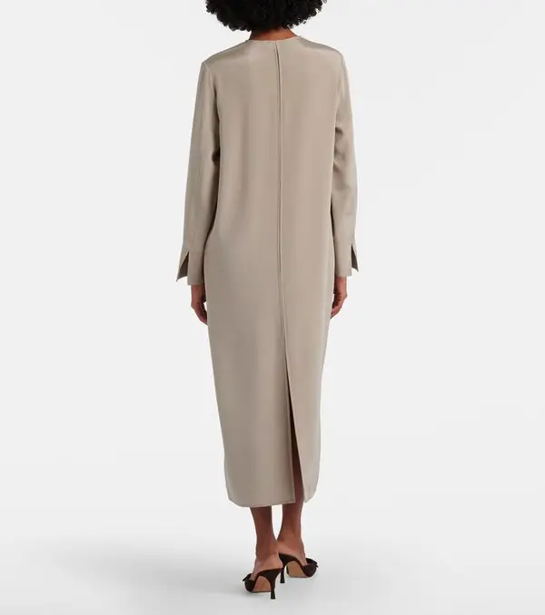 Max Mara Unghia Silk-blend Midi Dress - Grey