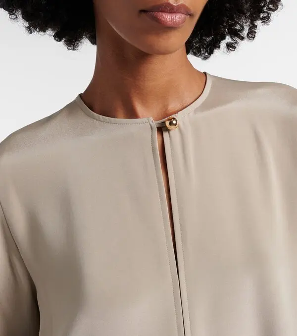 Max Mara Unghia Silk-blend Midi Dress - Grey