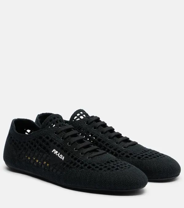 Prada Collapse Crochet Sneakers - Black