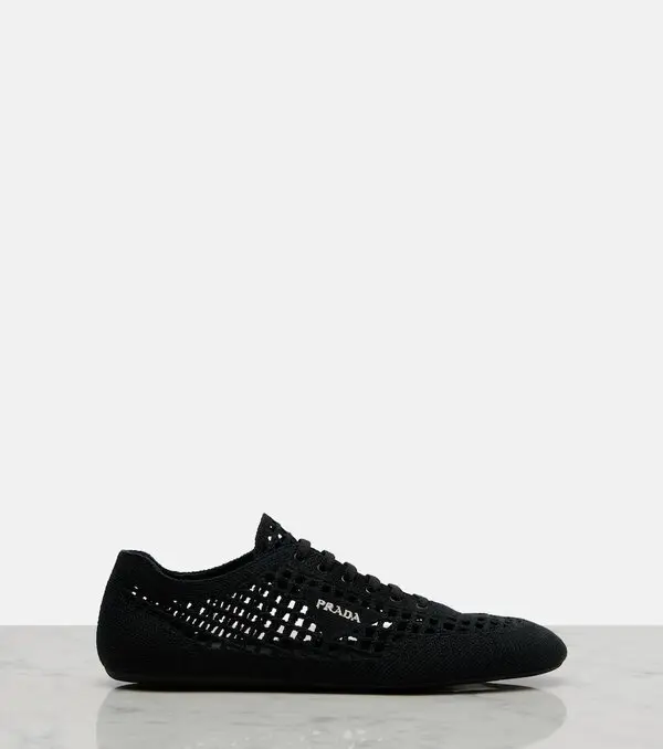 Prada Collapse Crochet Sneakers - Black
