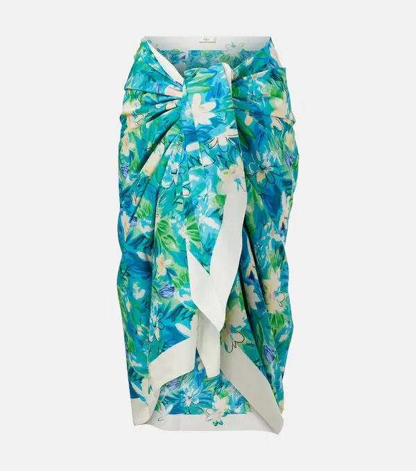 Chloé Floral Cotton Beach Cover-up - Blue