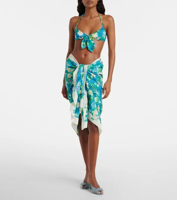 Chloé Floral Cotton Beach Cover-up - Blue