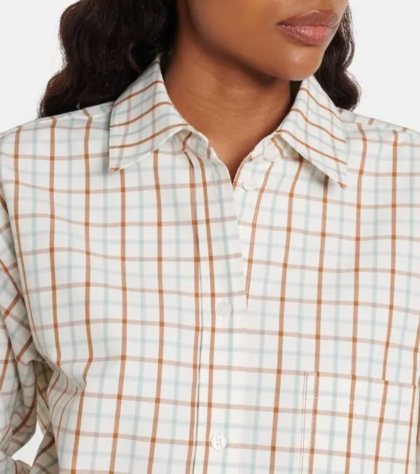 Victoria Beckham Ellis Checked Cotton Shirt - Beige