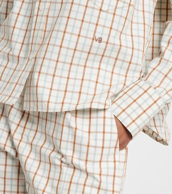 Victoria Beckham Ellis Checked Cotton Shirt - Beige